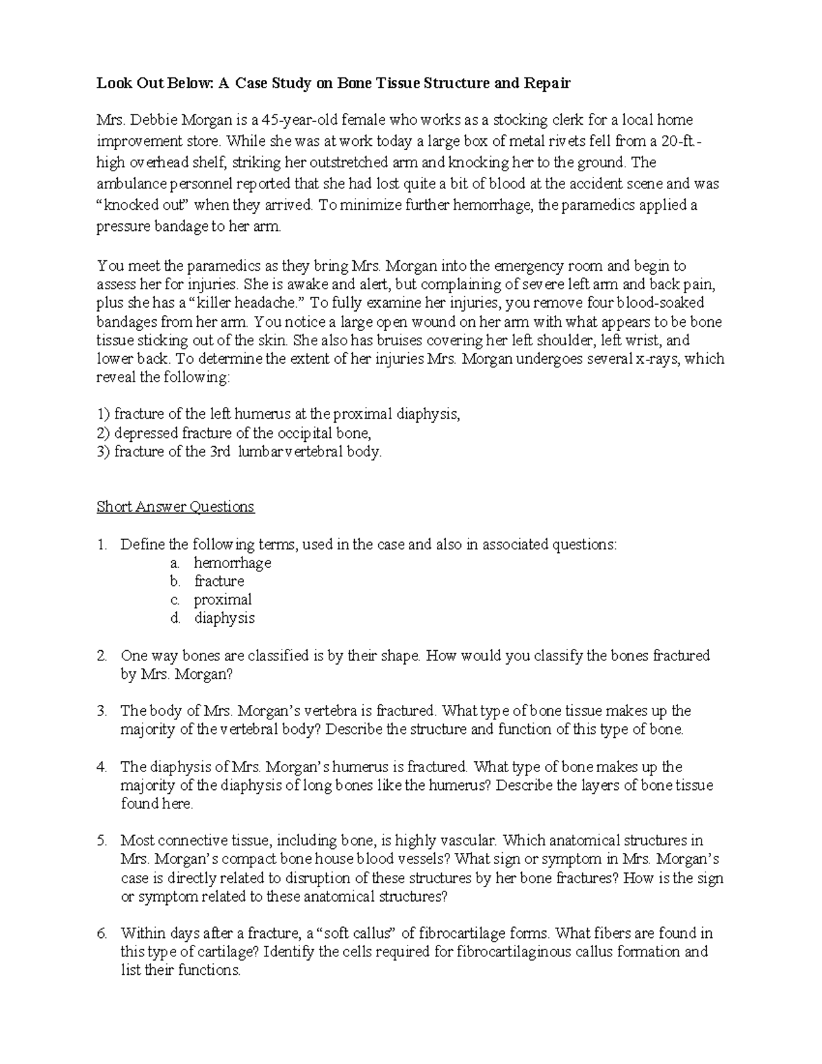 Ch06 bone tissue stru casestudy with worksheet - Look Out Below: A Case ...