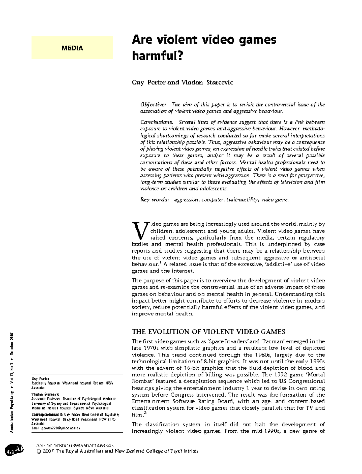 journal article-are violent video games harmful? what are the riskss ...