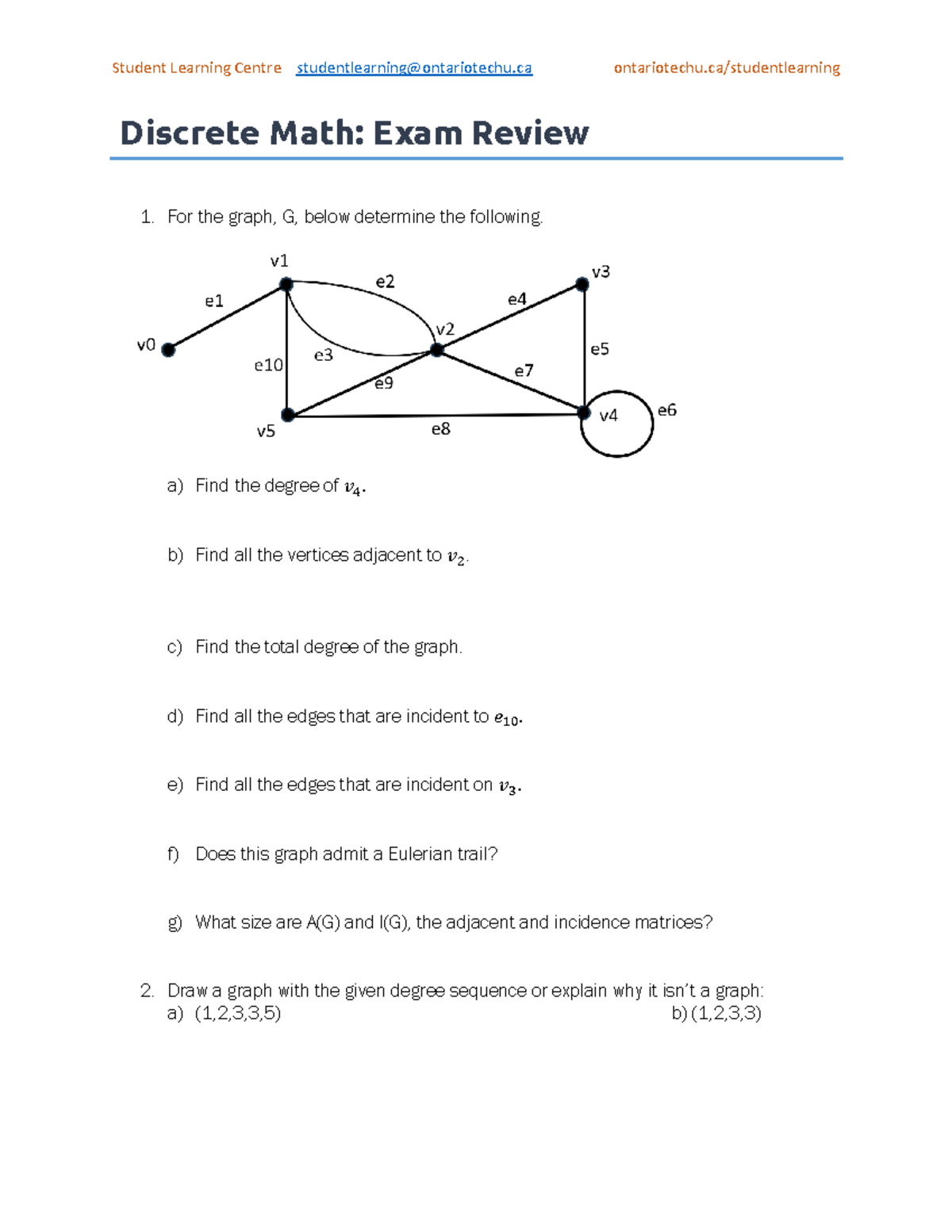 Discrete Math Exam Review F2024 - Discrete Math: Exam Review For the ...