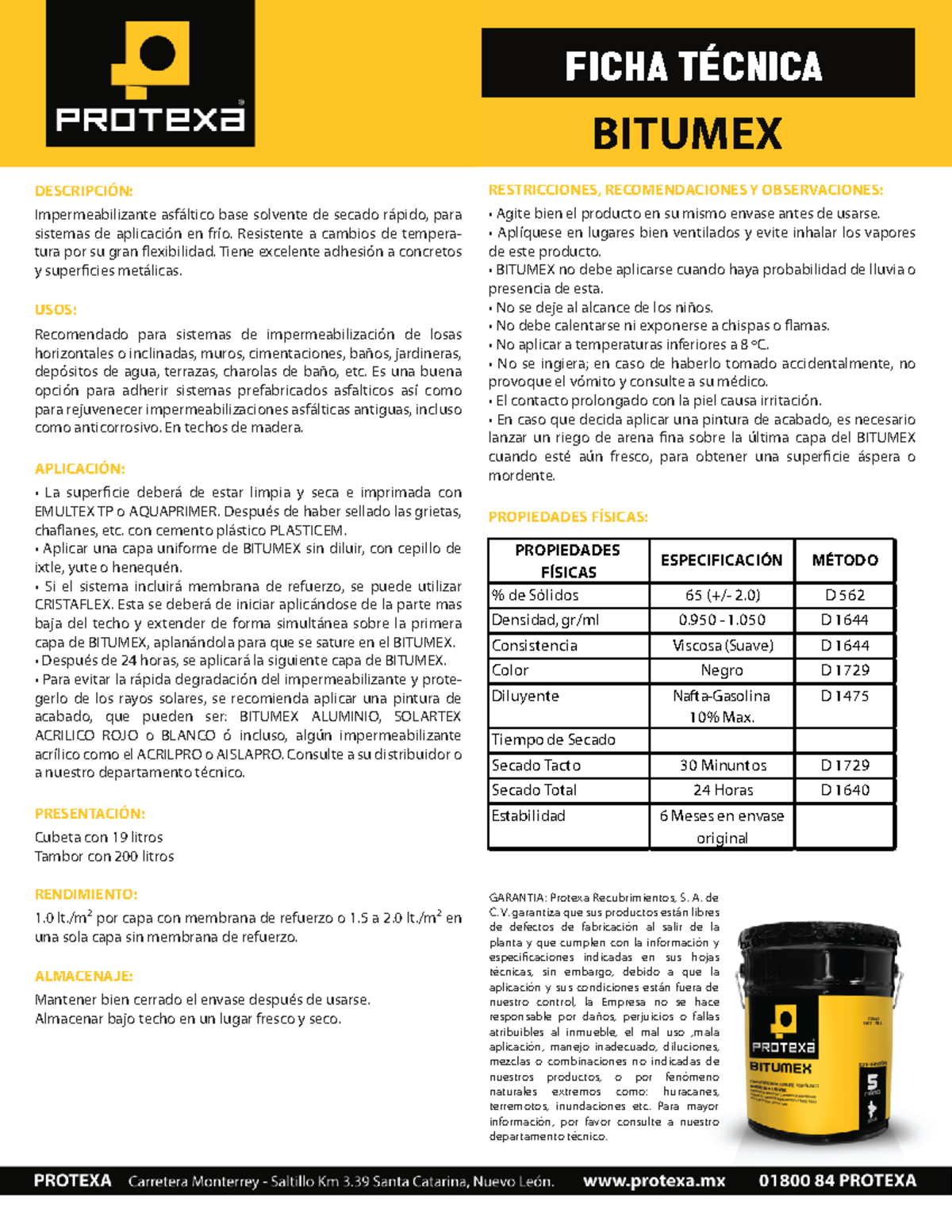 Ficha Técnica Bitumex - ........................ - DESCRIPCIÓN: USOS ...