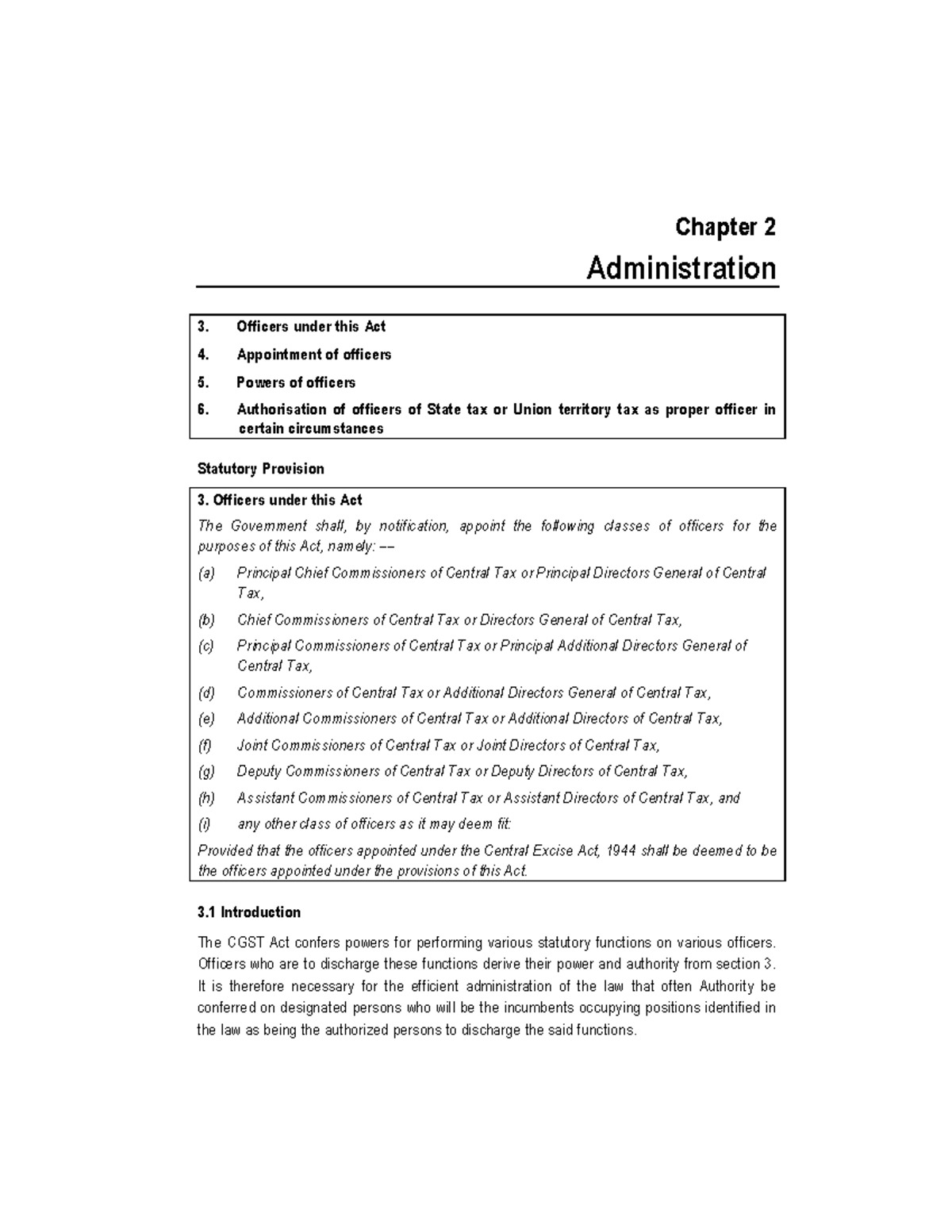 2-Administration - GST topic wise - Chapter 2 Administration Officers ...
