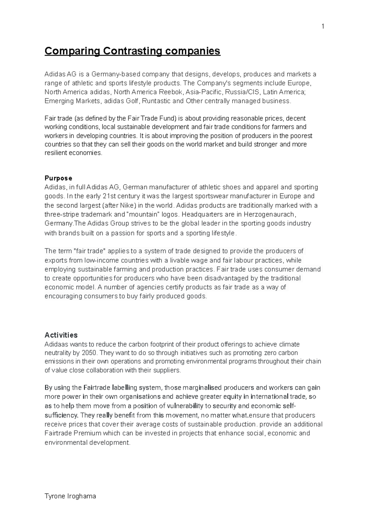 Tyrone Iroghama - Unit 1 Assignment 1 Merit - Comparing Contrasting ...