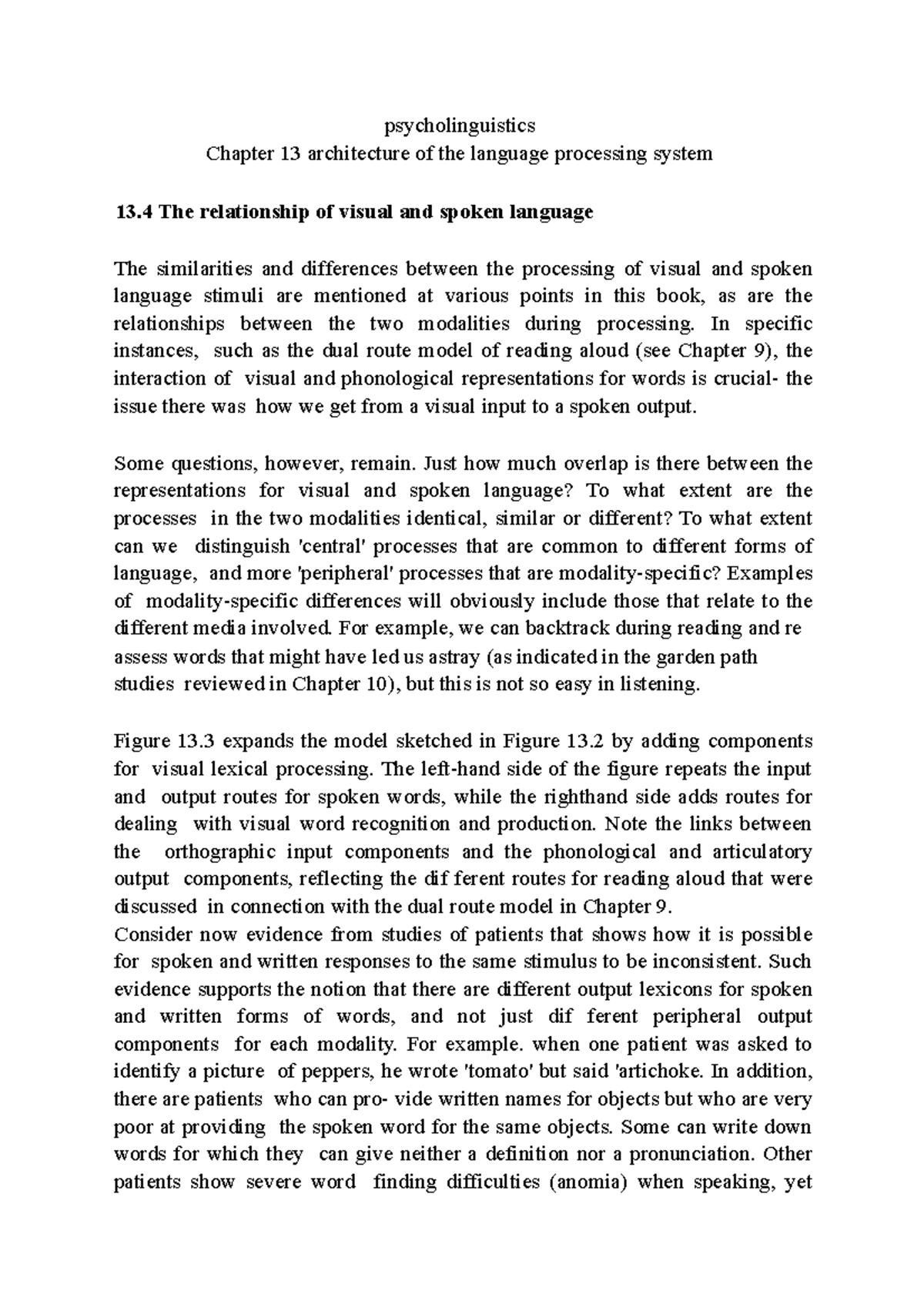 Psycholinguistics Architecture Of The Language Processing System Psycholinguistics Chapter