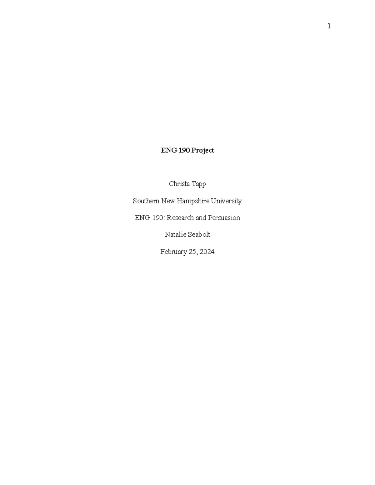 module five essay - ENG 190 Project Christa Tapp Southern New Hampshire ...