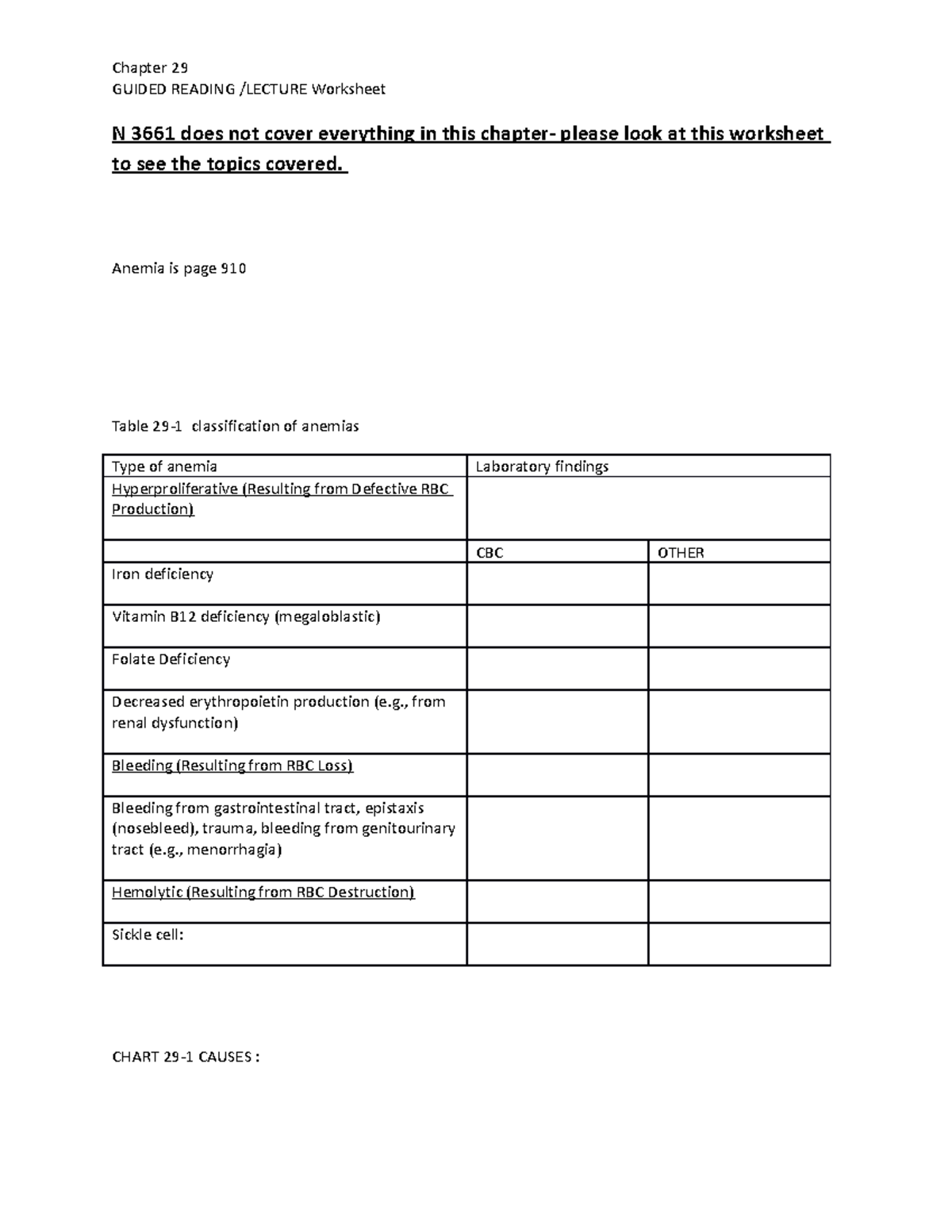 Anemia Chap 29 worksheet-1 - GUIDED READING /LECTURE Worksheet N 3661 ...