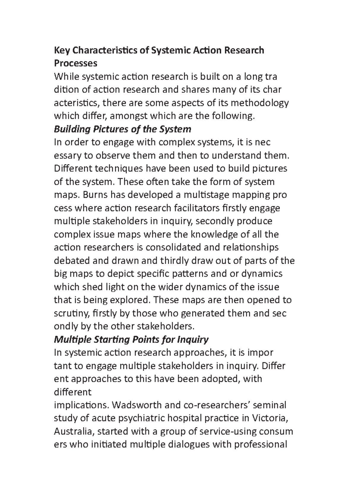 Key Characteristics of Systemic Action Research Processes - Key ...
