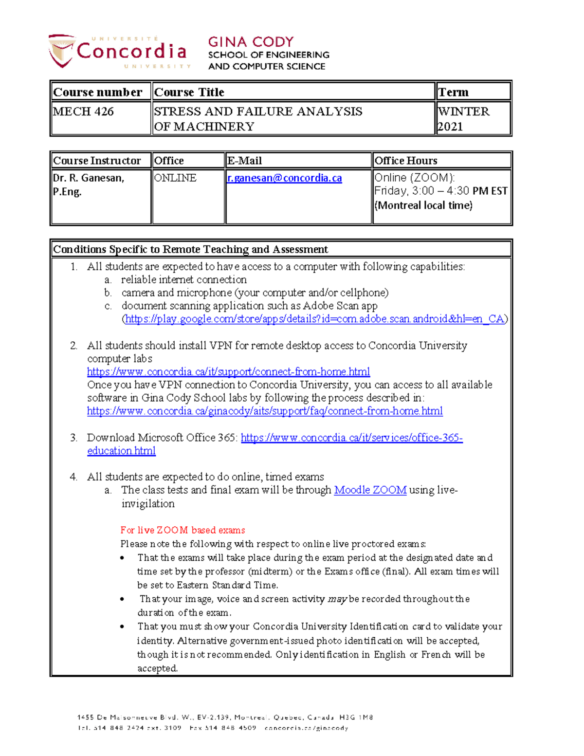 MECH 426 Winter 2021 Common Course Outline Course Number Course Title Term MECH 426 STRESS AND mech-426-winter-2021-common-course-outline-course-number-course-title-term-mech-426-stress-and