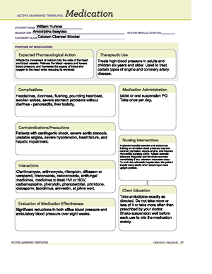 Medication Template Metoprolol Tartrate - ACTIVE LEARNING TEMPLATE ...
