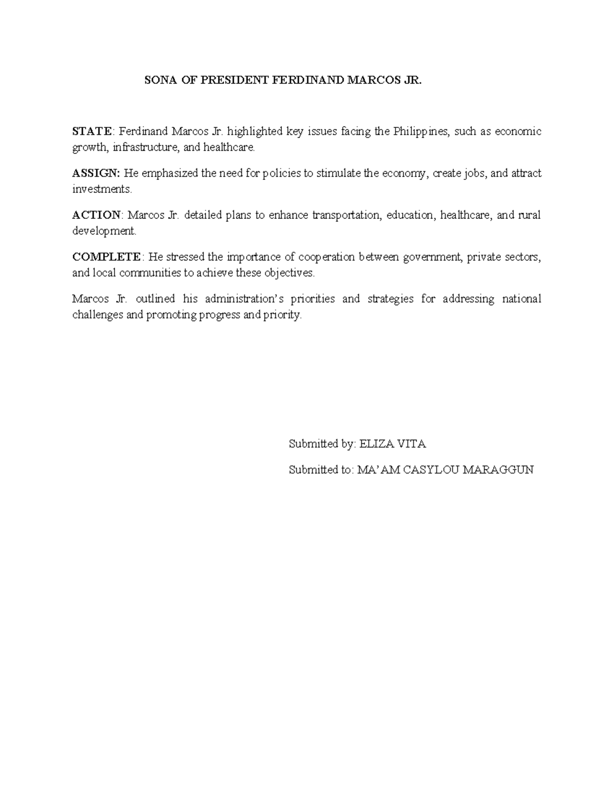 SONA OF President Ferdinand Marcos JR - SONA OF PRESIDENT FERDINAND ...