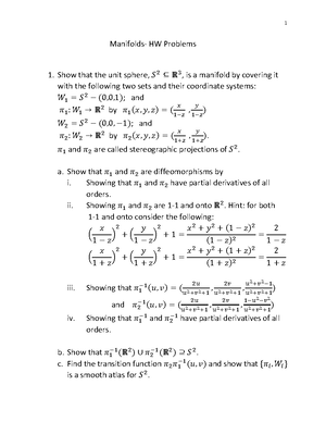Differentiable - Calculus iii - Differentiable Maps Between Manifolds Def. Let 𝑀 and 𝑁 be - Studocu