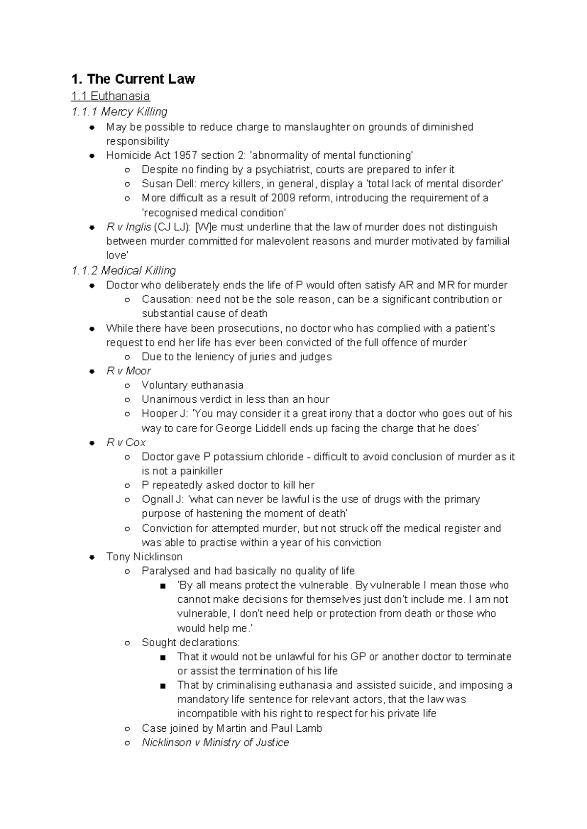 End of Life Decisions - End of life decision making notes - 1. The ...