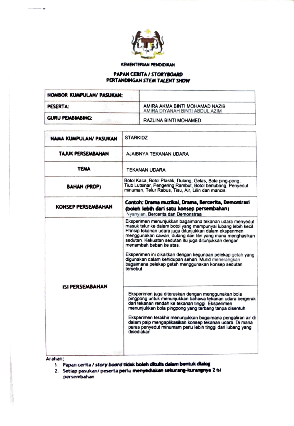 Storyboardbm - storyboard science drama competition - I PA#N4 CDITA ...