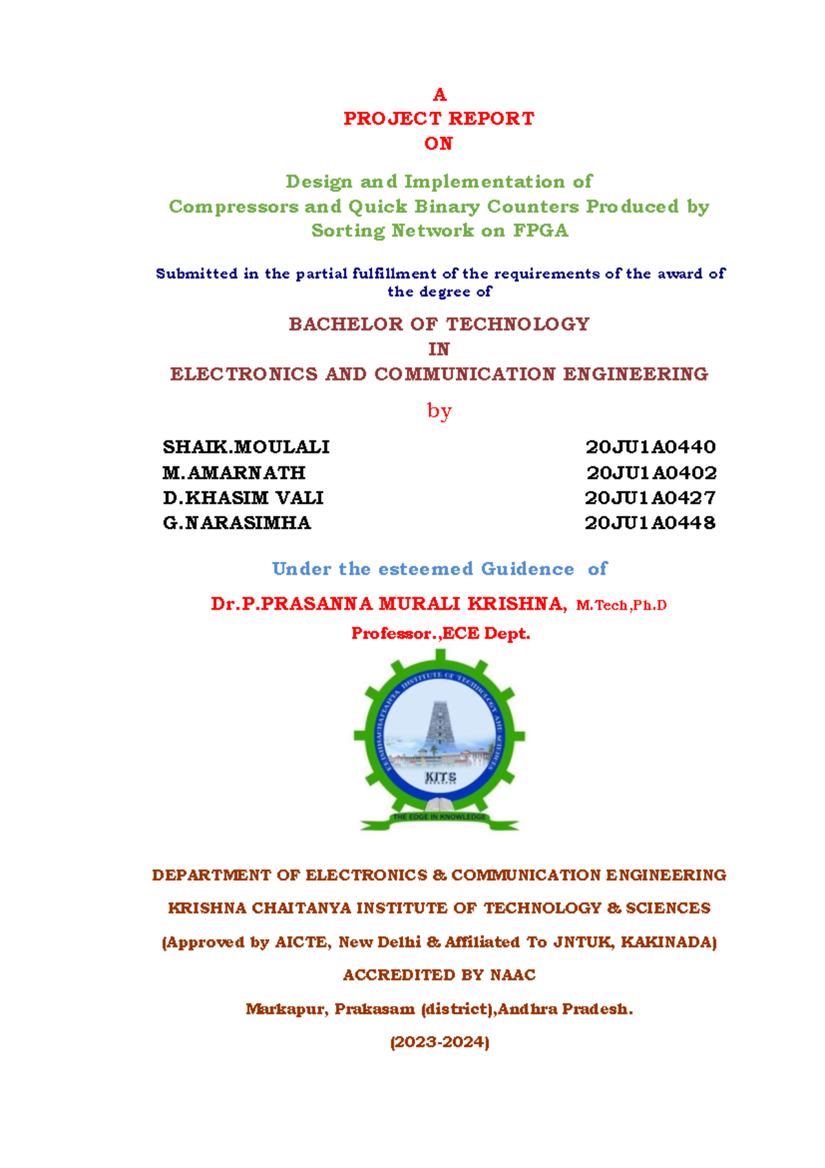 Major project_A10 - A PROJECT REPORT ON Design and Implementation of ...