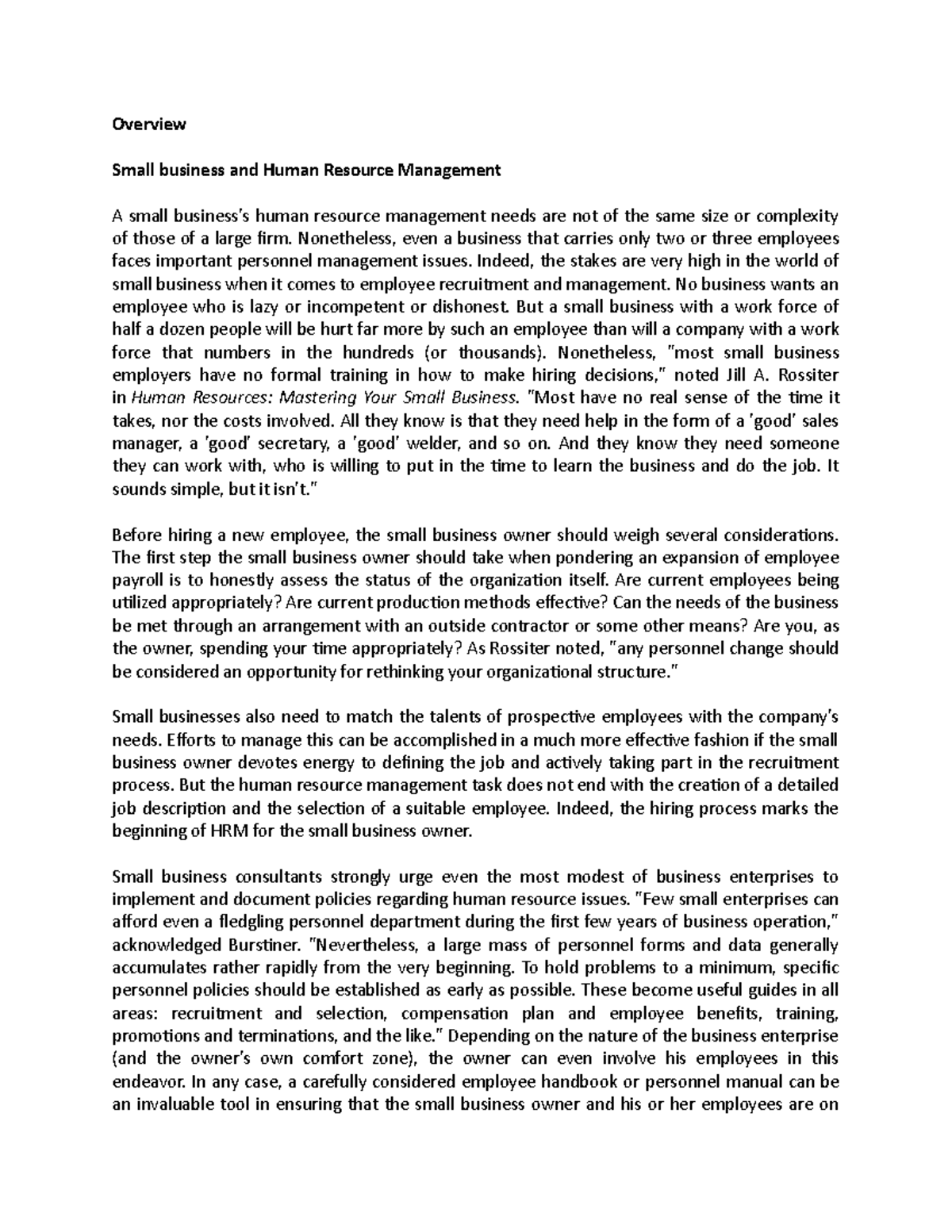 Human Resource Management: Overview SME Sector HRM - Overview Small ...