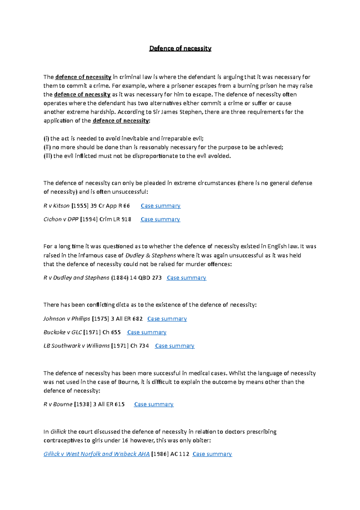 Defence of Necessity - Criminal law - Defence of necessity The defence ...