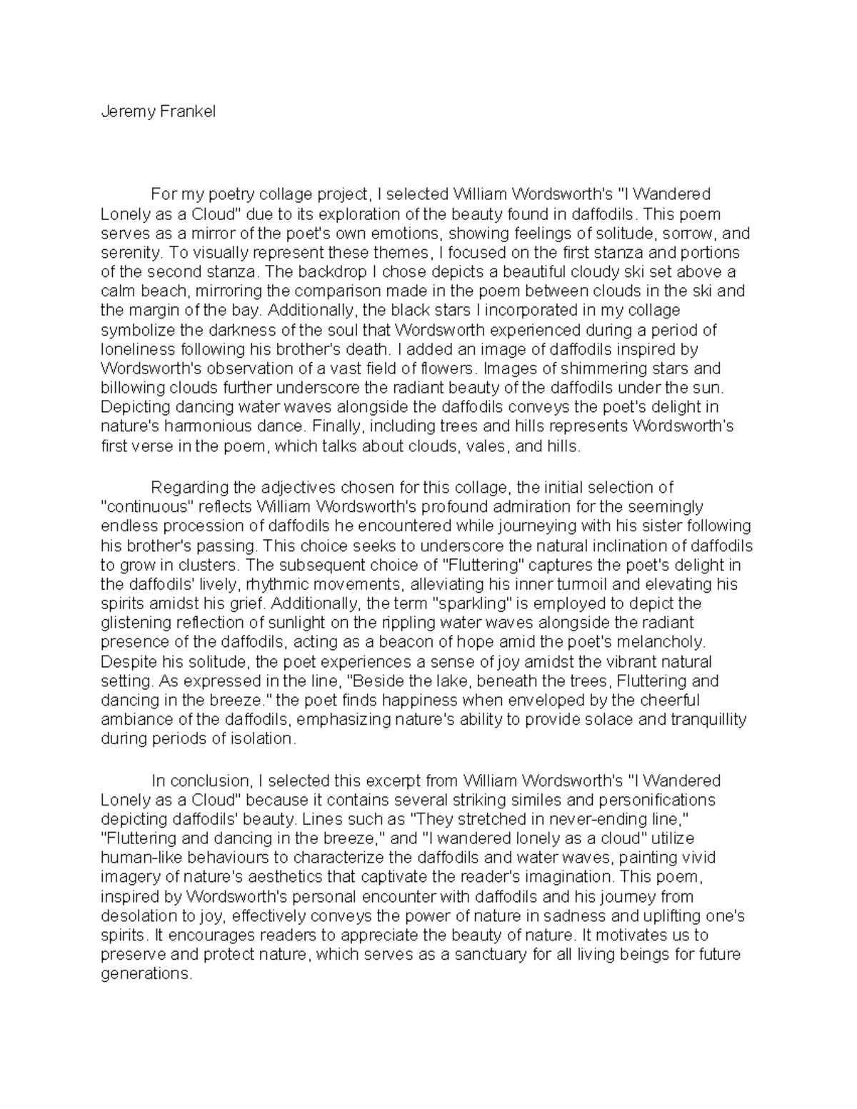 Collage wright-up - Jeremy Frankel For my poetry collage project, I ...