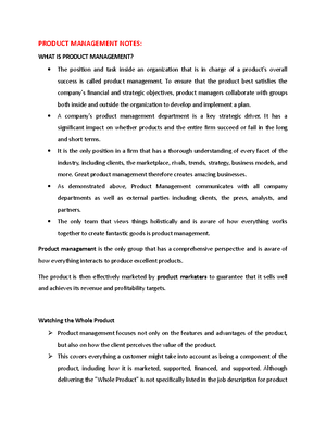 Product Management - PRODUCT MANAGEMENT NOTES: Product management roles ...