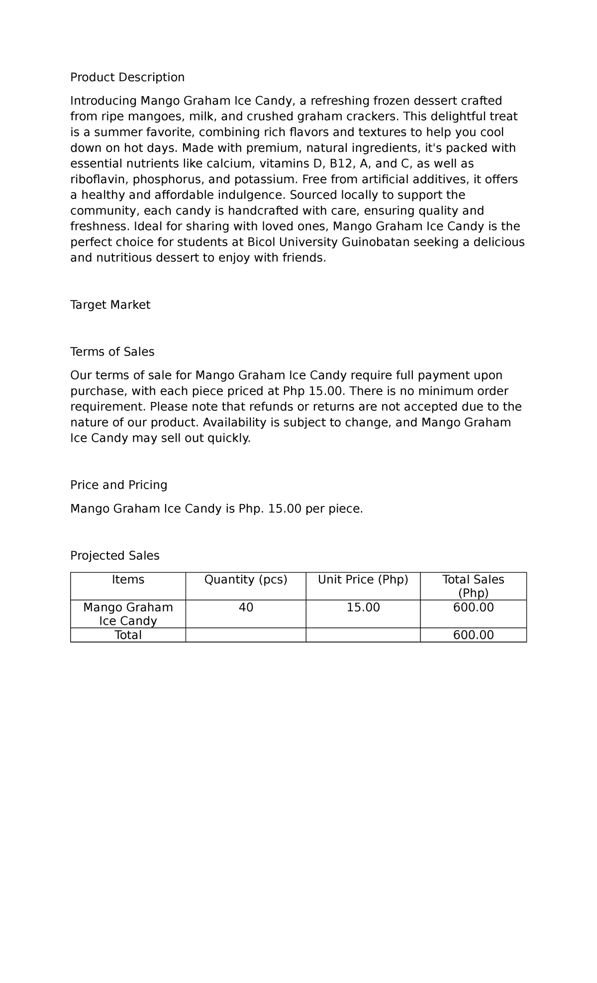 Business-PLAN - sample business plan - Product Description Introducing ...