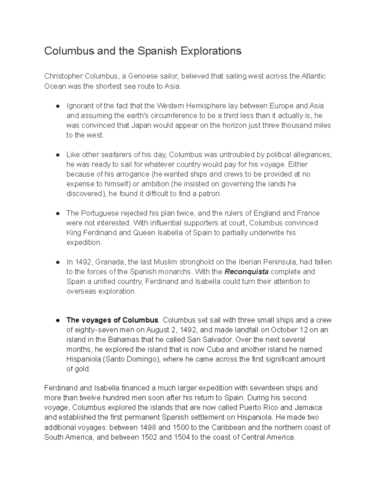 Columbus and the Spanish Explorations, English exploration and early ...