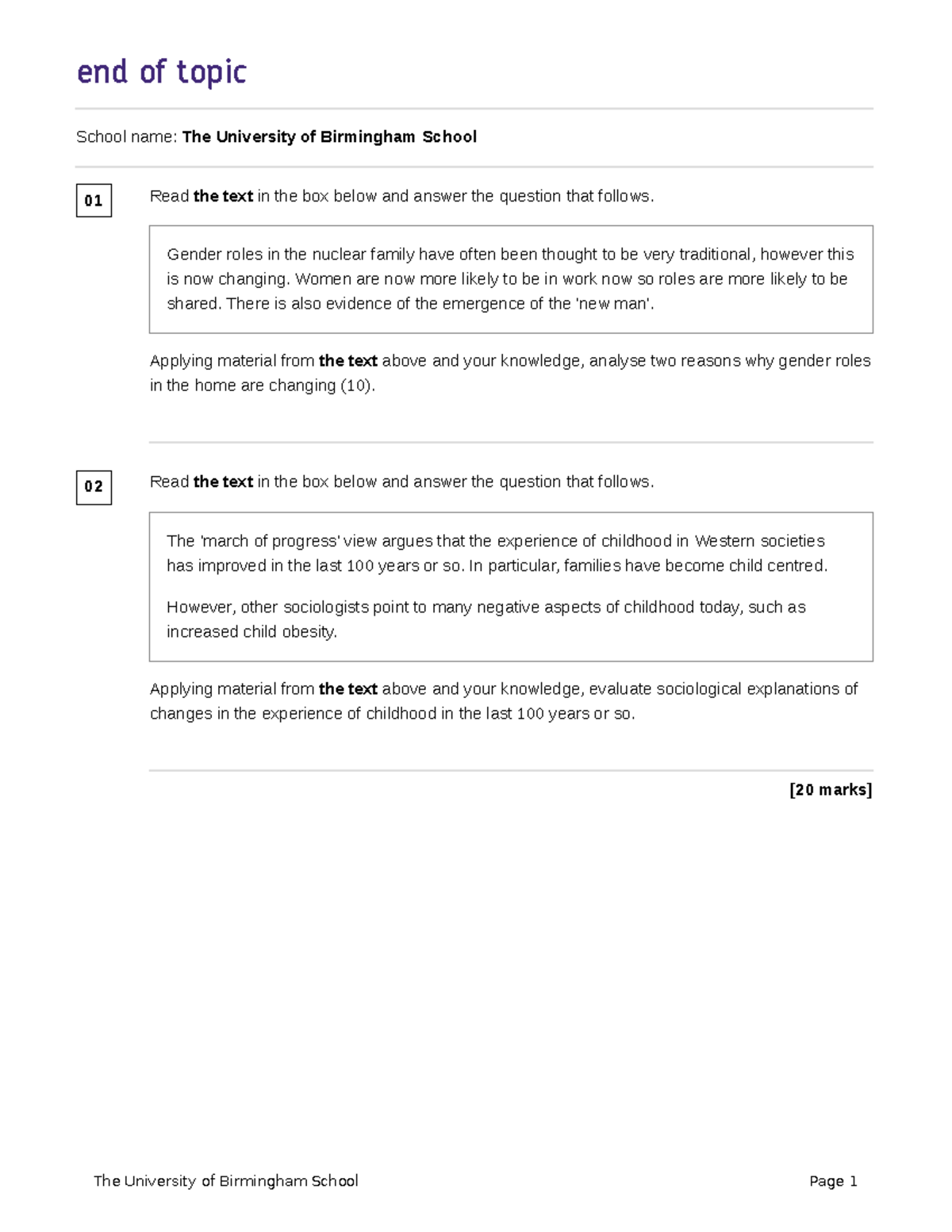End of topic - wertyuiokjhvbhjk - The University of Birmingham School ...