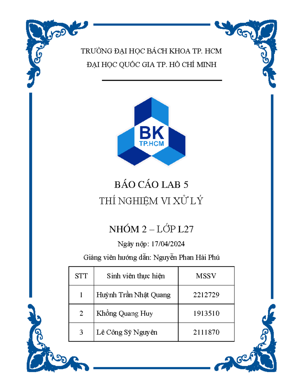 Prelab-5-N2 - TRƯỜNG ĐẠI HỌC BÁCH KHOA TP. HCM ĐẠI HỌC QUỐC GIA TP. HỒ ...