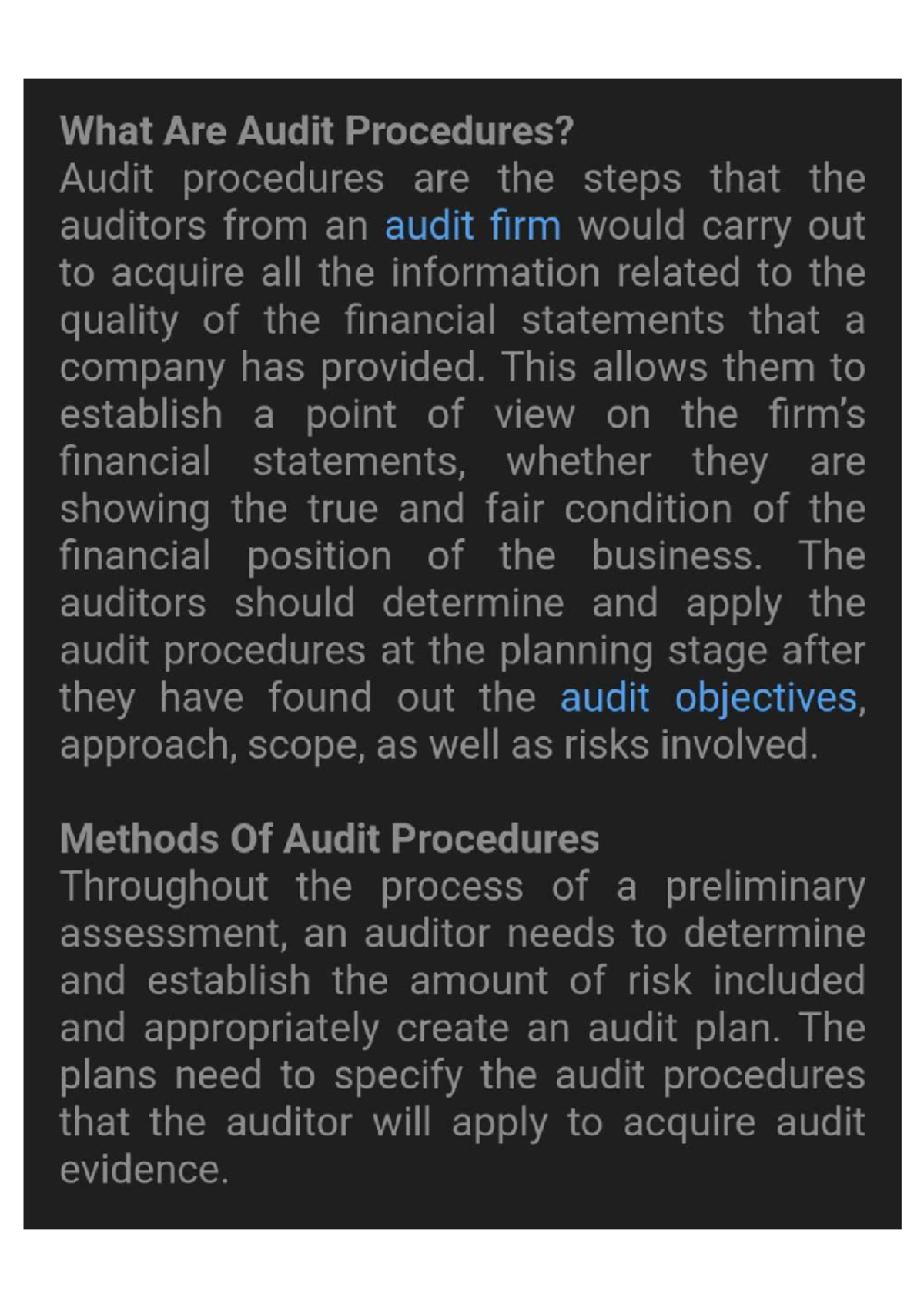 Audit Procedures - Bachelors in Management Studies - Studocu