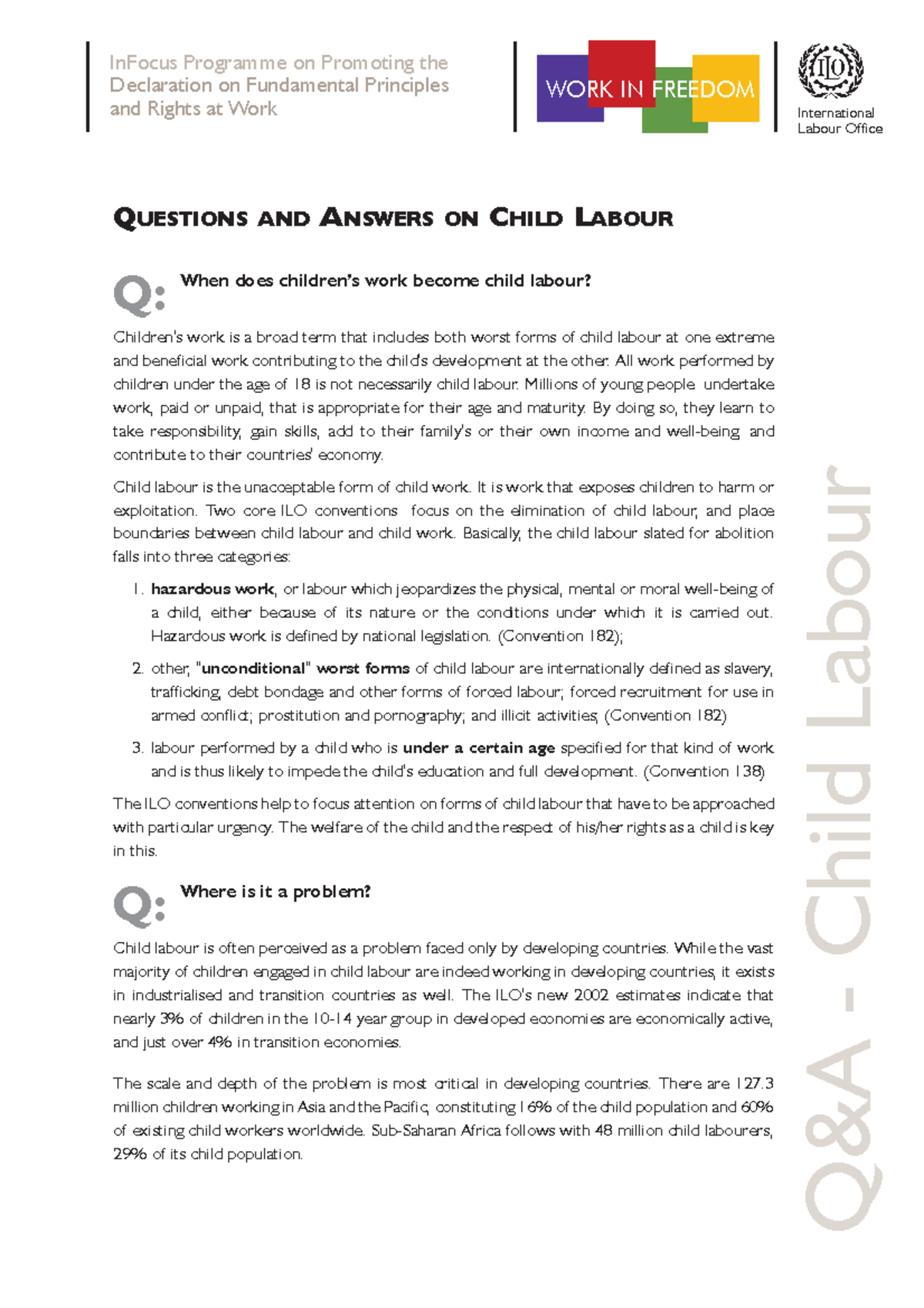 Wcms decl fs 52 en - About - QUESTIONS AND A NSWERS ON C HILD L ABOUR Q ...