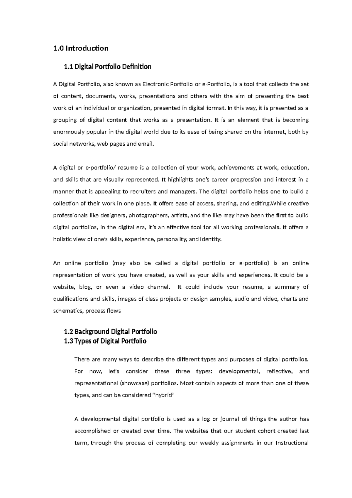 Introduction - intro - 1 Introduction 1 Digital Portfolio Definition A ...