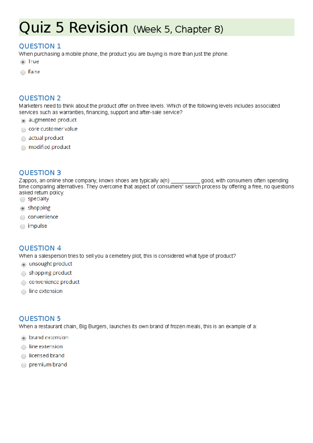 PQuiz Week 5 Ch8 - Week 5's practice quiz. - Quiz 5 Revision (Week 5 ...