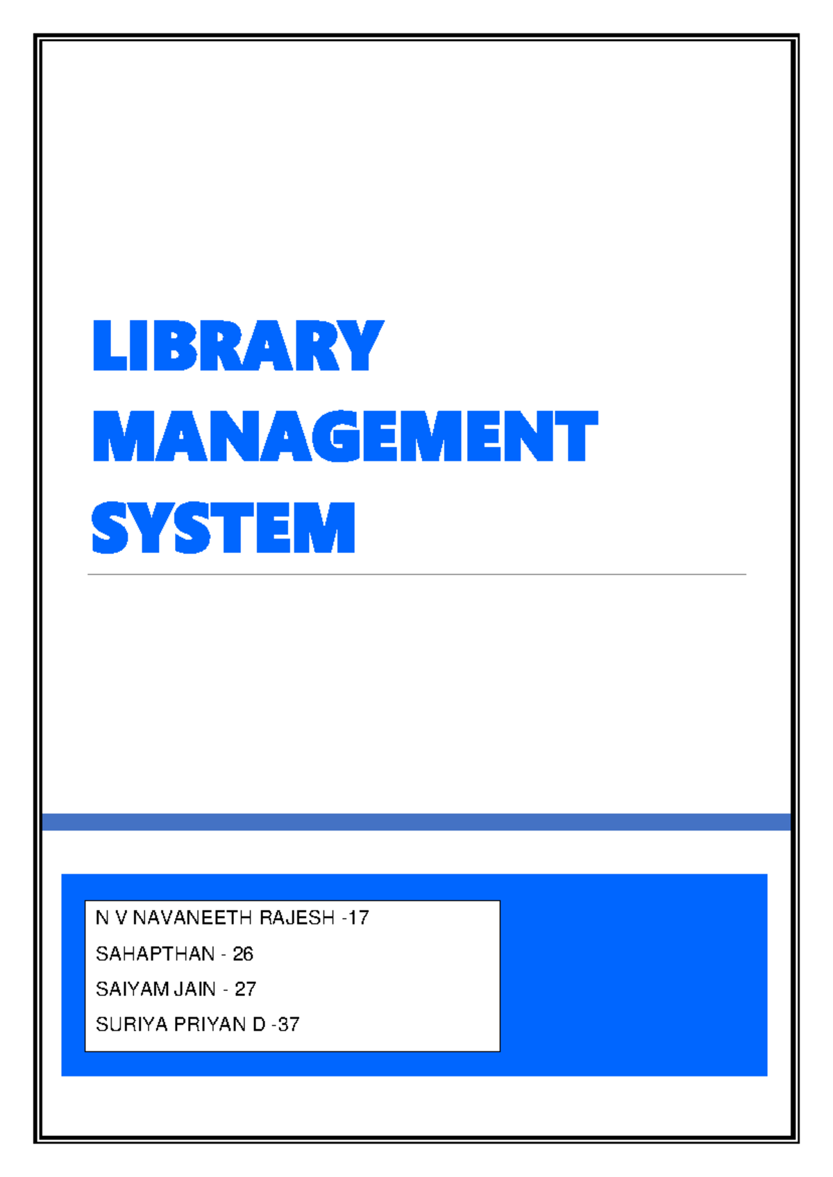 COMP Project SQL Final pdf - | LIBRARY MANAGEMENT SYSTEM N V NAVANEETH ...