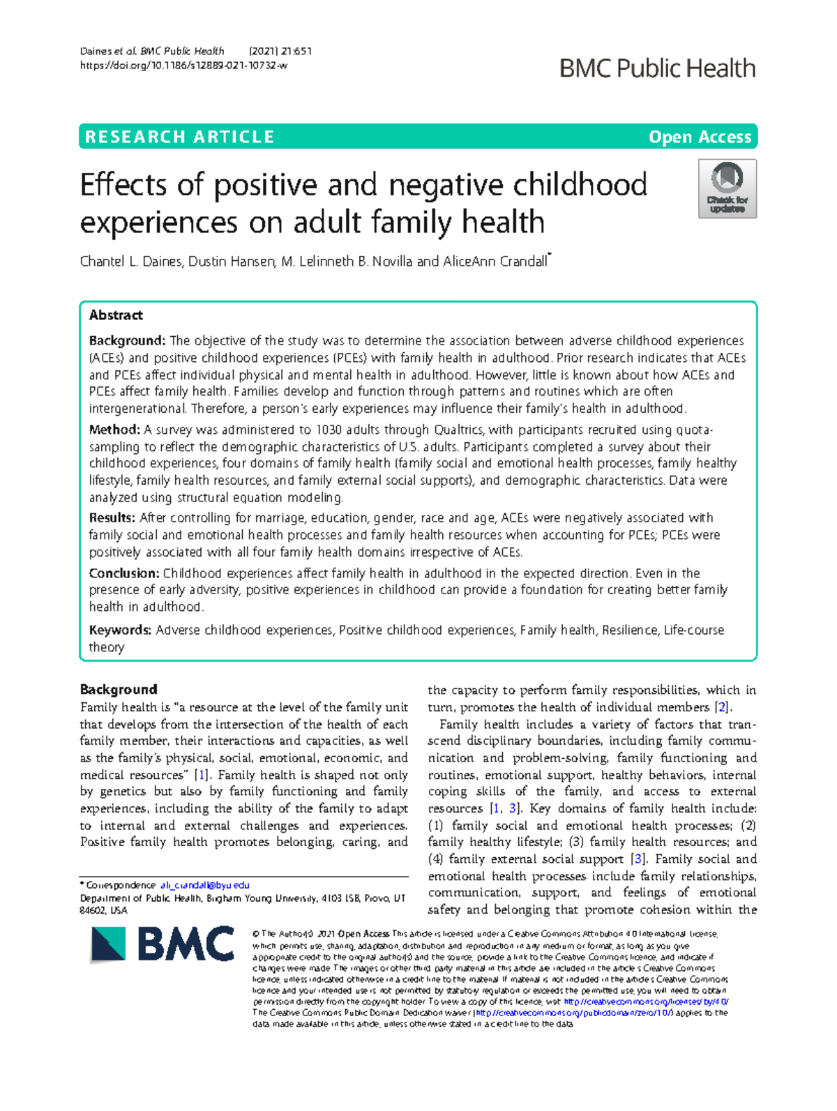 S12889 021 10732 w - Positive and negative effects on childhood. - R E ...