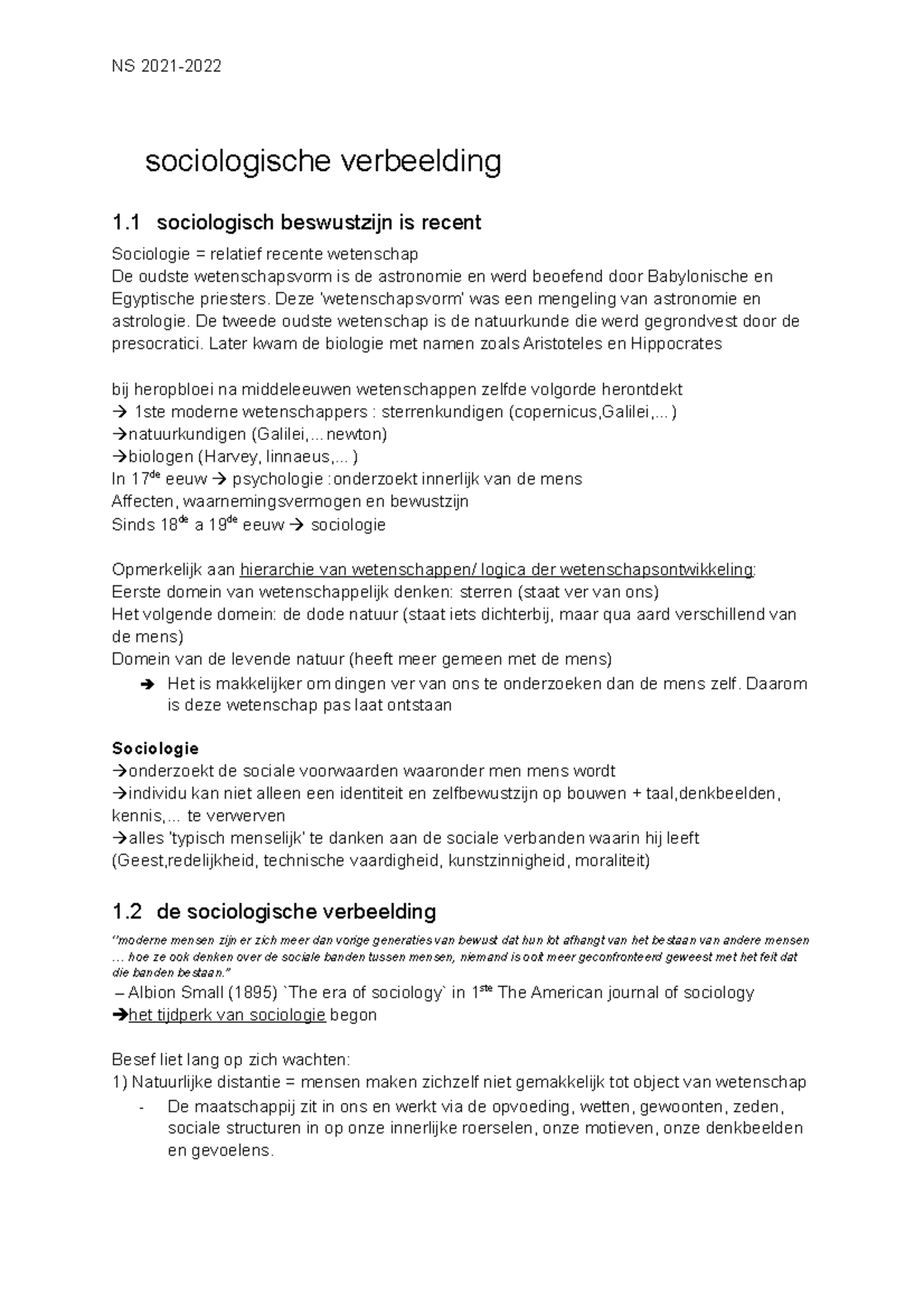 Sociologie samenvatting Walter Weyns (zonder H3 en H13) - sociologische ...