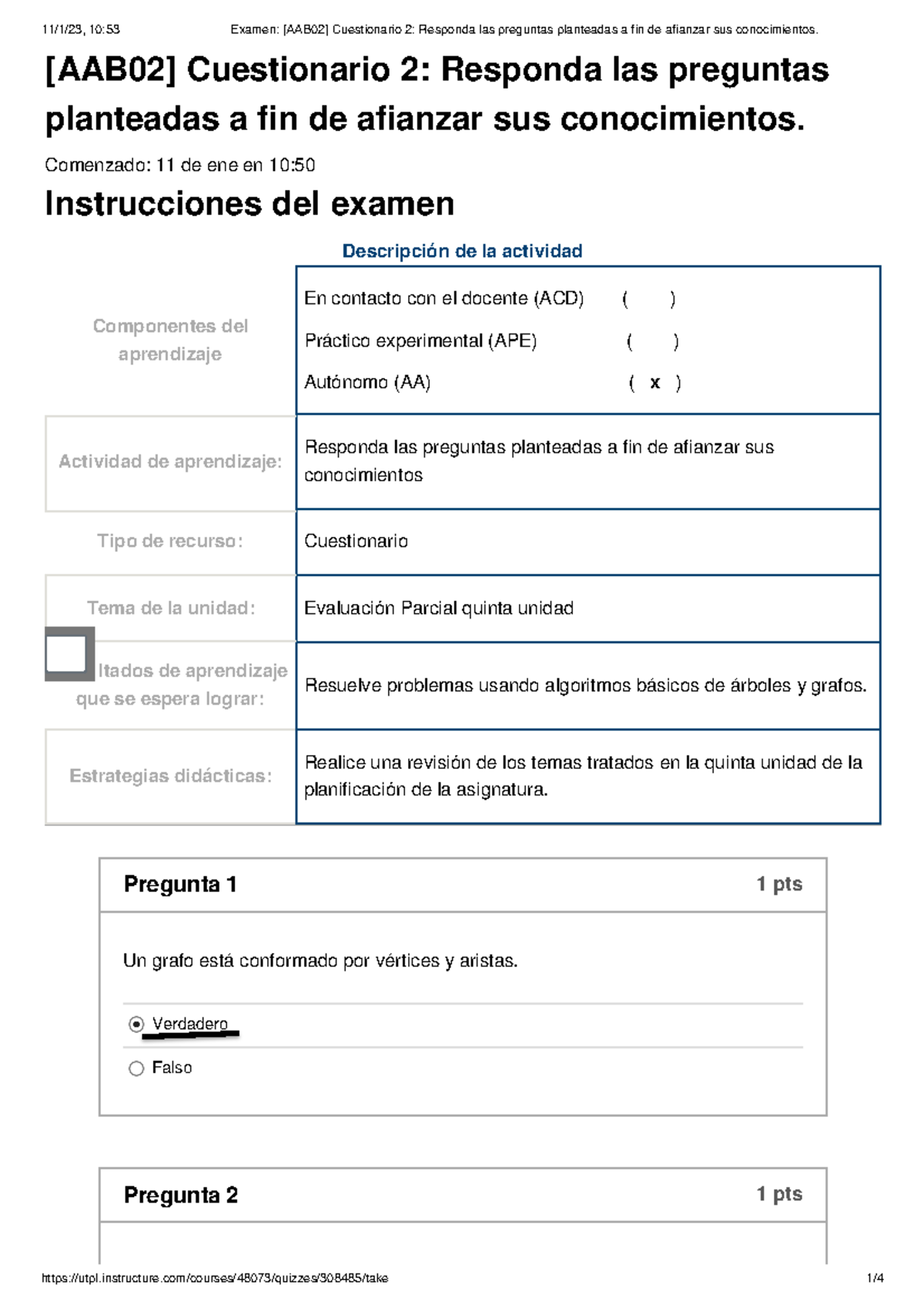 Examen [AAB02] Cuestionario 2 Responda las preguntas planteadas a fin de afianzar sus ...