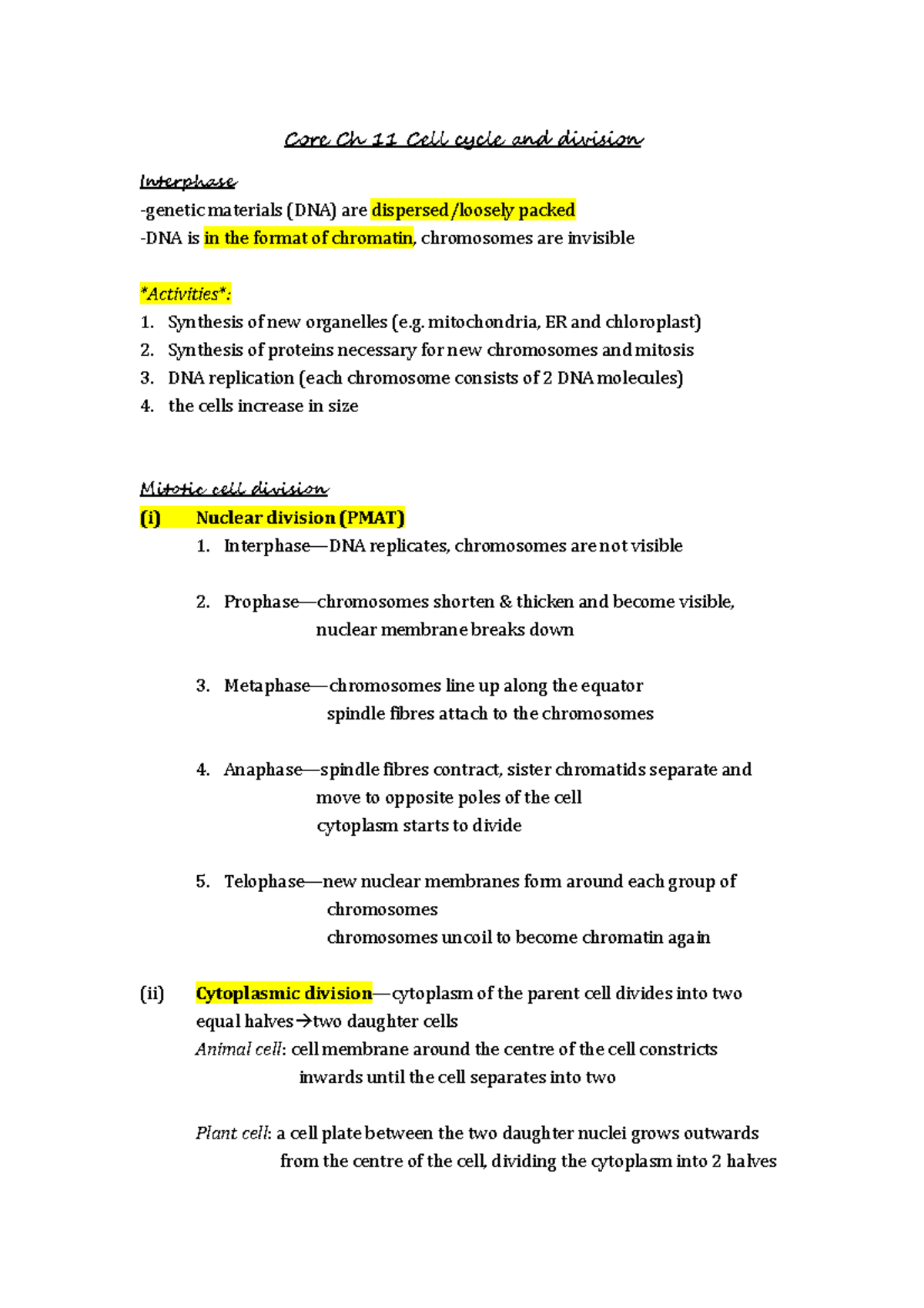Core Ch 11 Cell cycle and division - Core Ch 11 Cell cycle and division ...
