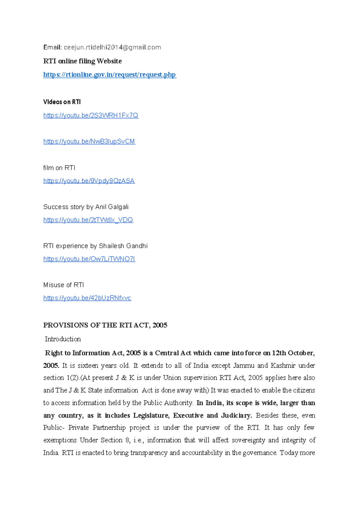 RTI Filing Process - Email: ceejun@gmail RTI online filing Website ...