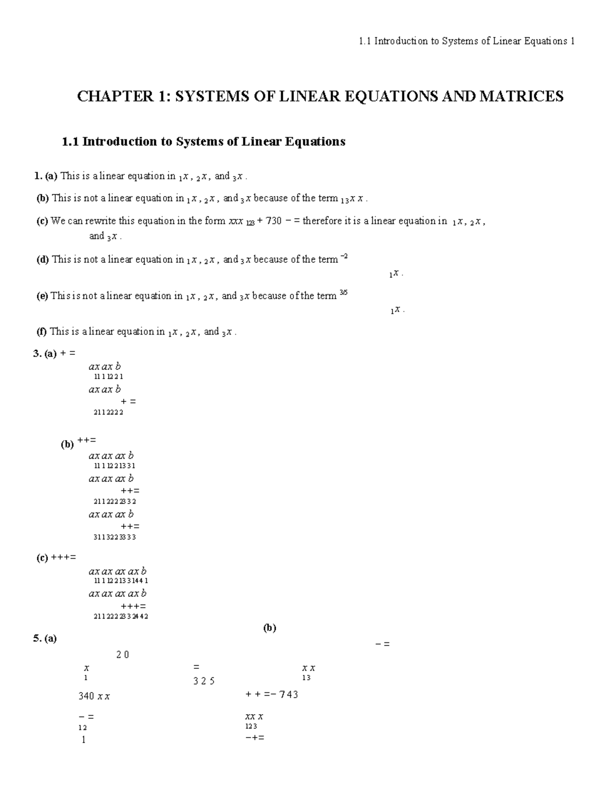 Solution Manual Chapter no 1 - 1 Introduction to Systems of Linear ...