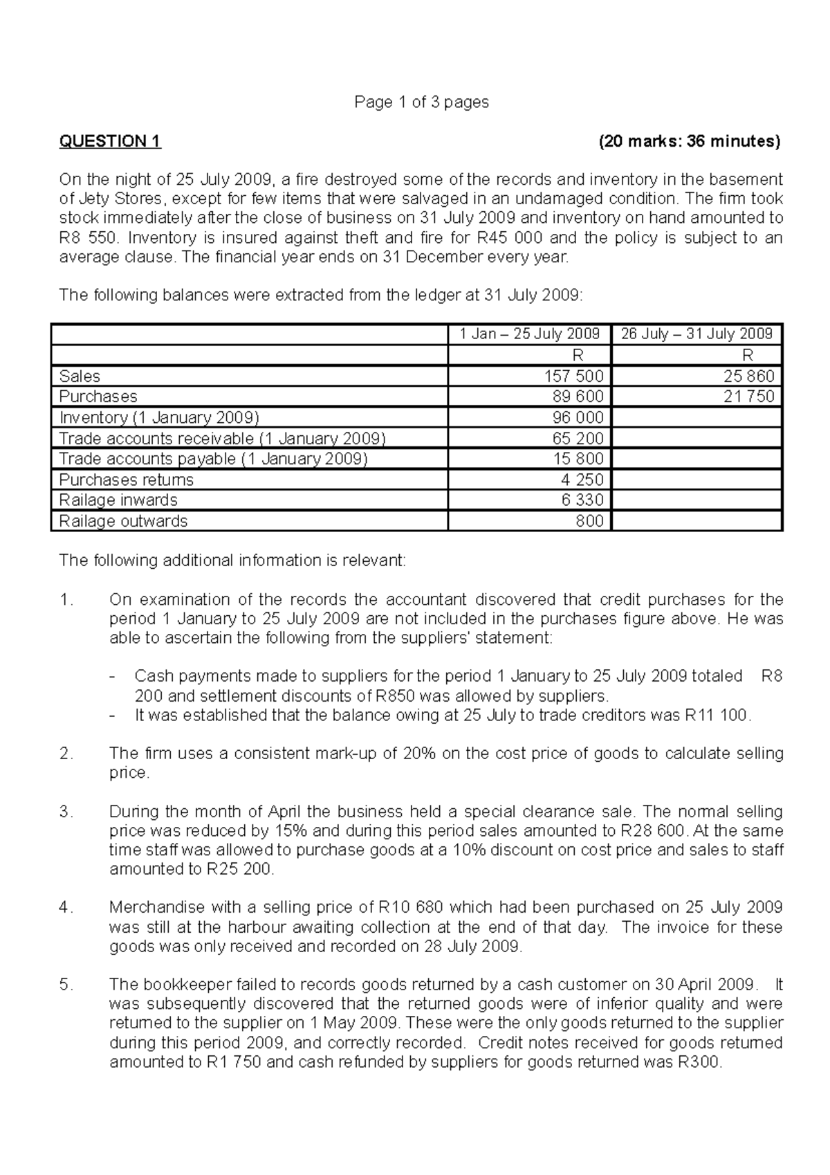 RF111 Semester TEST 3 Question Paper - Page 1 of 3 pages QUESTION 1 (20 ...