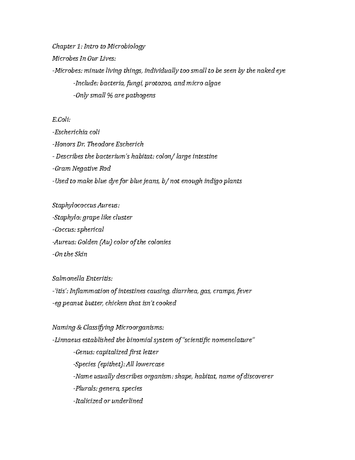 Microbiology Notes - Chapter 1: Intro to Microbiology Microbes In Our ...