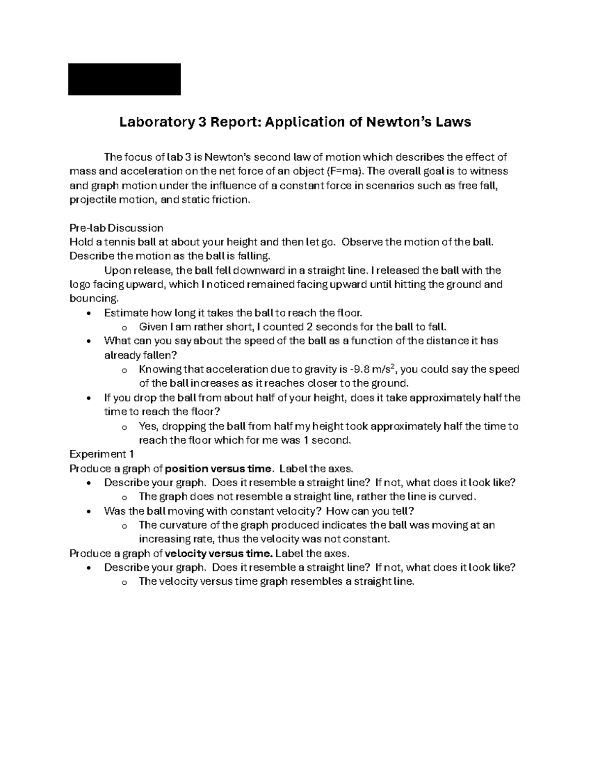 Laboratory 3 Report - Kate Reinert kreinert@vols.utk Laboratory 3 Report: Application of Newton ...