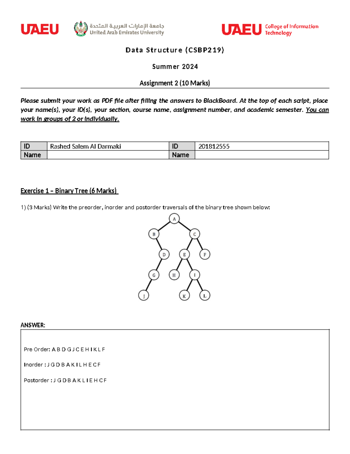 Assignment 2 - ADA - Data Structure (CSBP219) Summer 2024 Assignment 2 ...