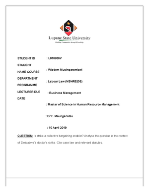 Labour laws in Zimbabwe are both restrictive and prohibitive’ Discuss ...