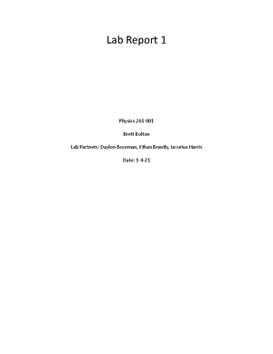 Lab Report: Vernier Lab Pro Interface and Logger Pro Software - Studocu