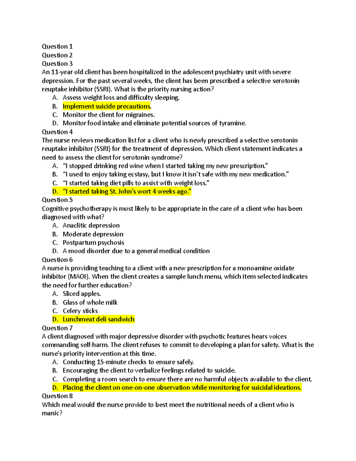 assessment part 1 - Question 1 Question 2 Question 3 An 11-year old ...