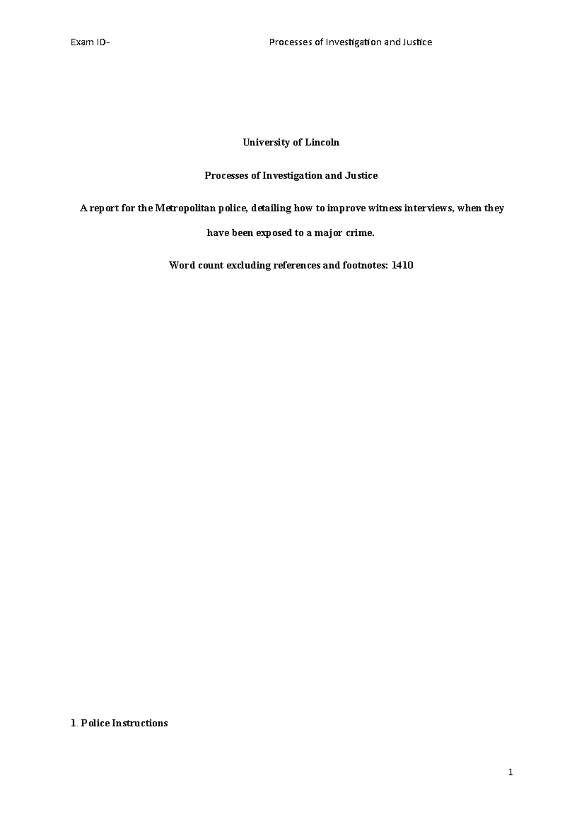 A report for the Metropolitan police, detailing how to improve witness ...