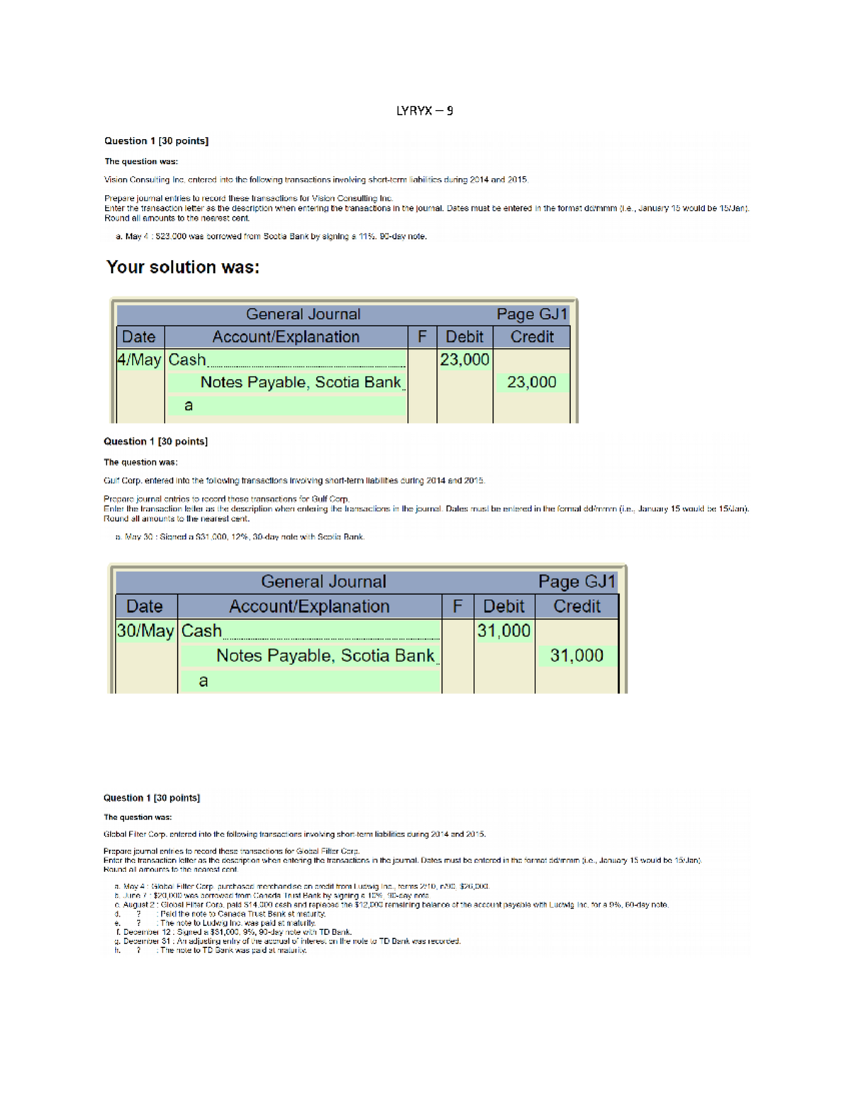 Lyryx 9 - Note payable + short term note payable + Share + Income tax ...