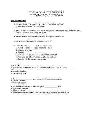 367191 TSN2201 Lab11 T2020 - TSN2201 COMPUTER NETWORK Application Layer Configure application ...