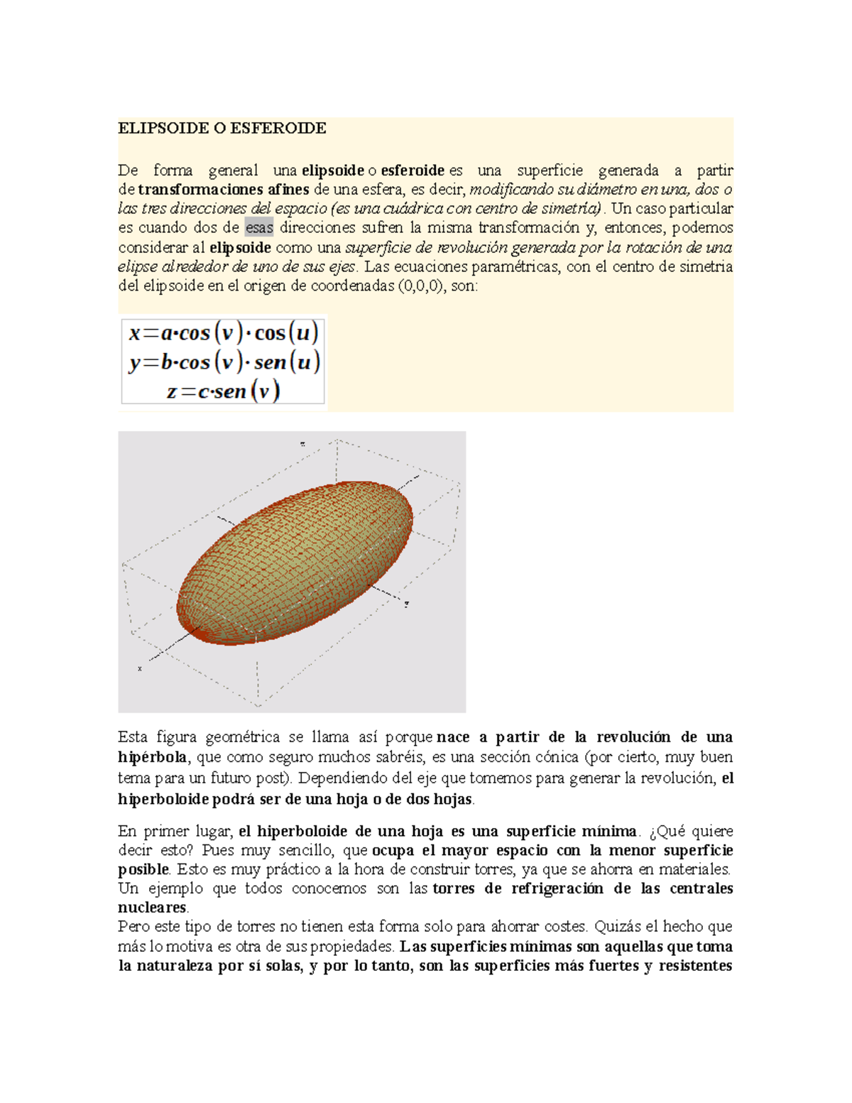 Elipsoide O Esferoide - ELIPSOIDE O ESFEROIDE De forma general una ...