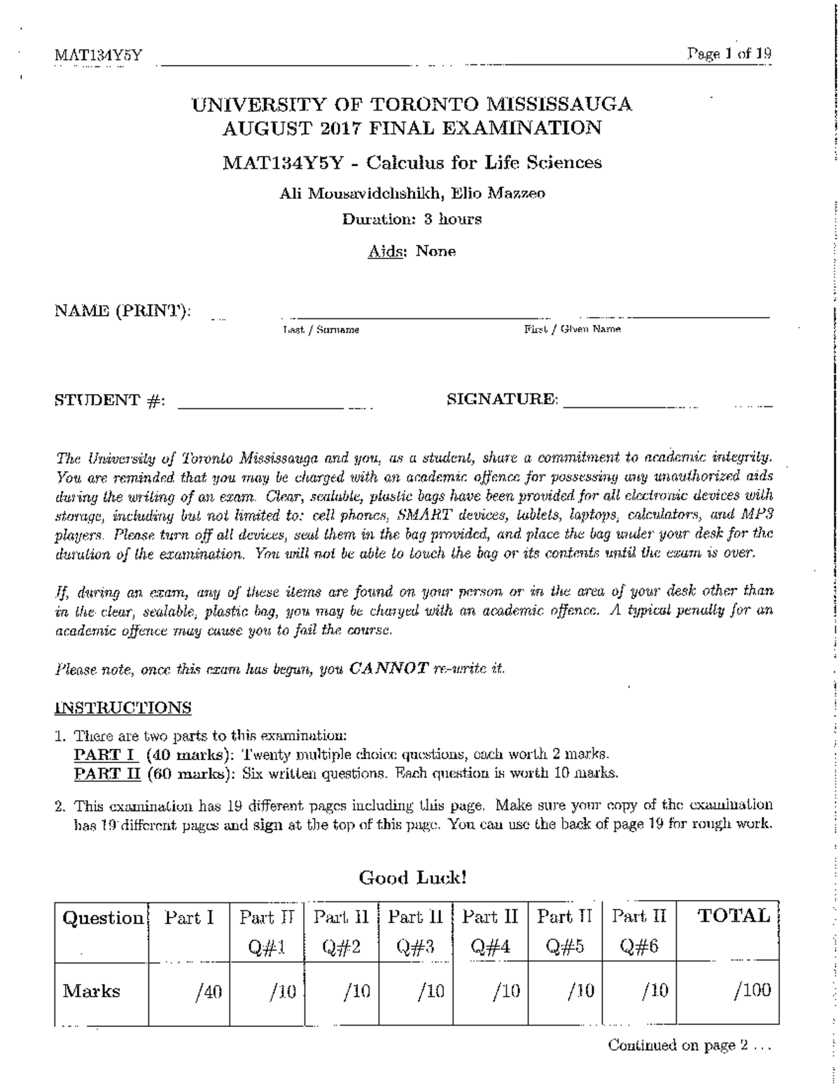 MAT134 past exam 12 - MAT134 - Studocu