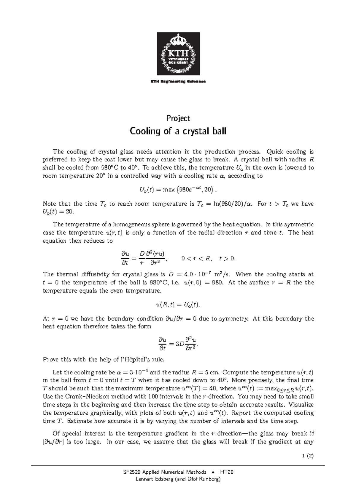Proj Crystal HT 20 - project - Project Cooling of a crystal ball The ...