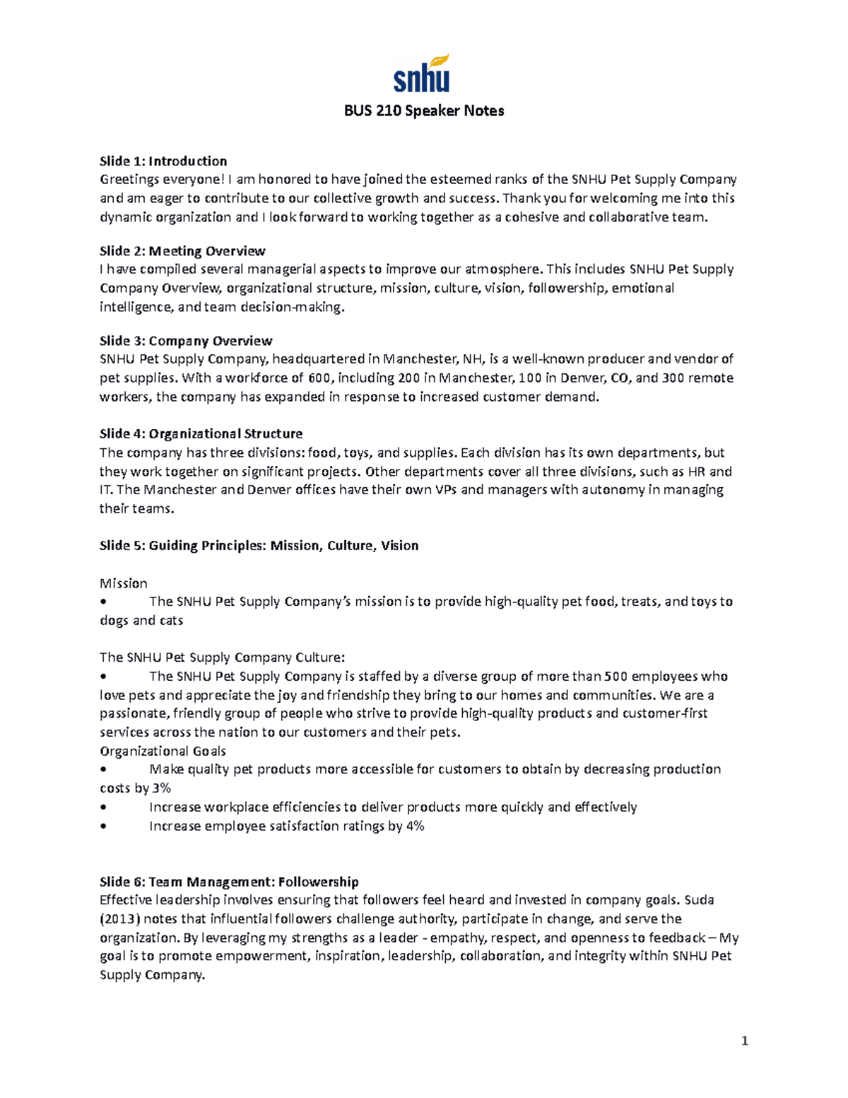 BUS 210 Speaker Notes - BUS 210 Speaker Notes Slide 1: Introduction ...